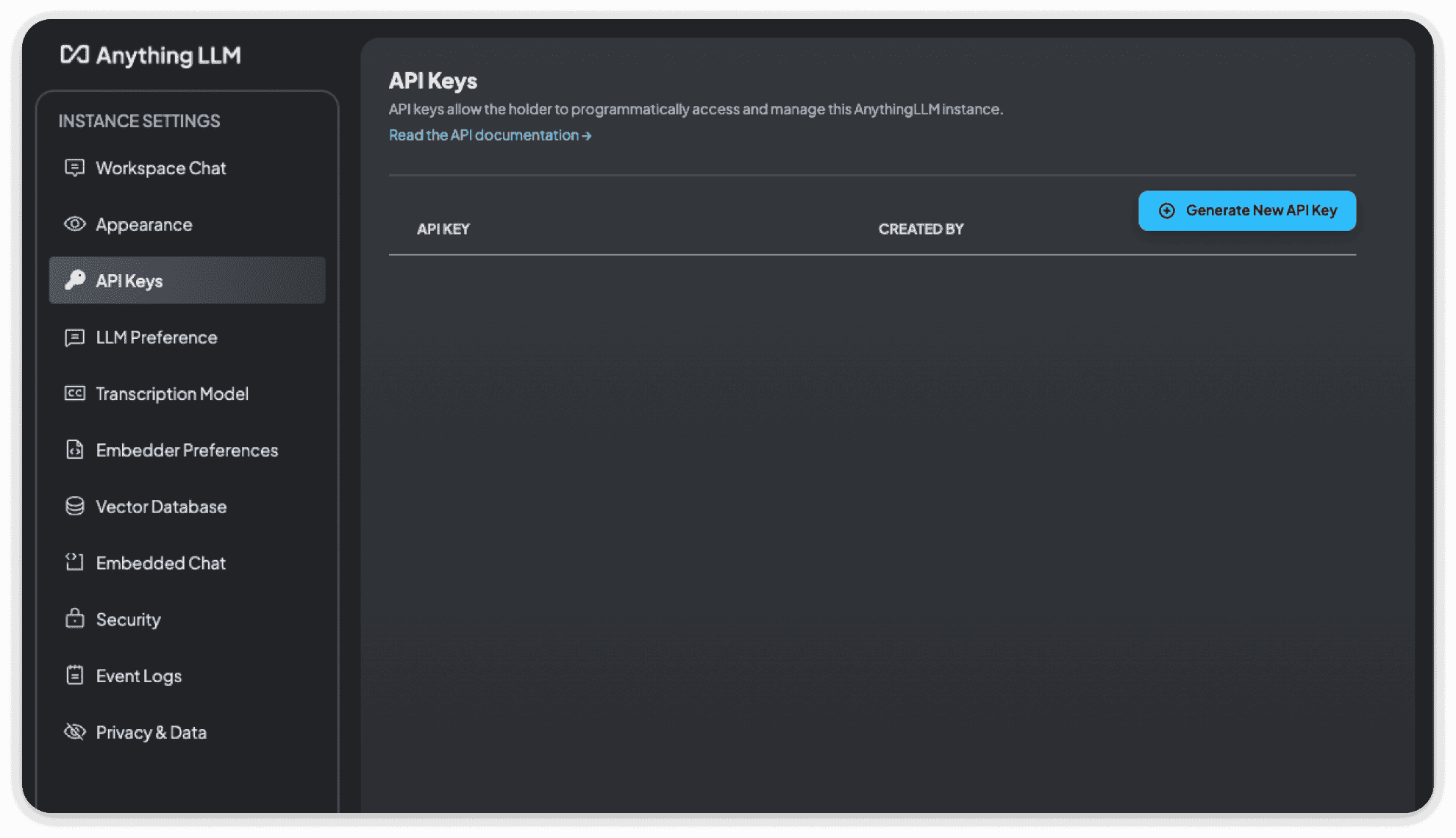 API Access & Keys ~ AnythingLLM